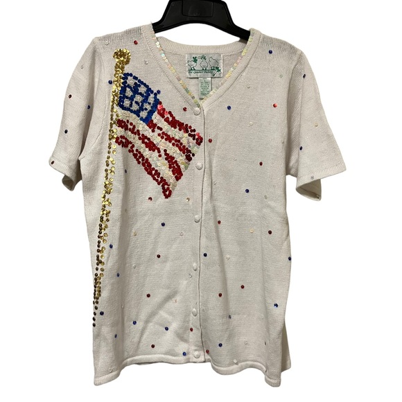 Quacker Factory | Sweaters | Nwt Quacker Factory American Flag Sequin ...